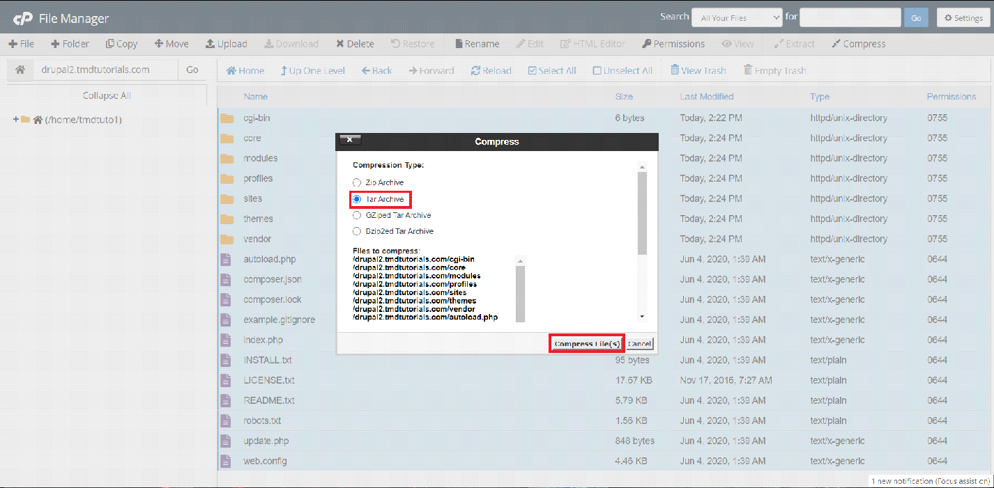How To Create A Backup Of My Drupal 8 Website Tmdhosting