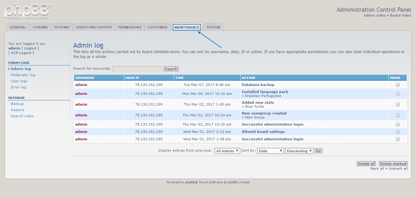 phpBB Administration