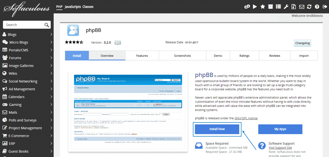 How to install phpBB automatically?