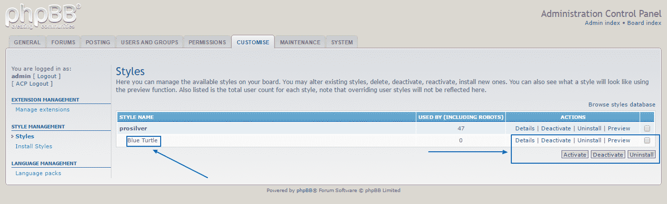 How to install styles in phpBB?