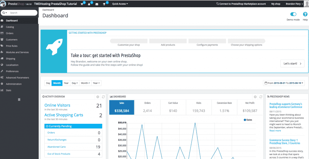 Backoffice Overview In Prestashop 16